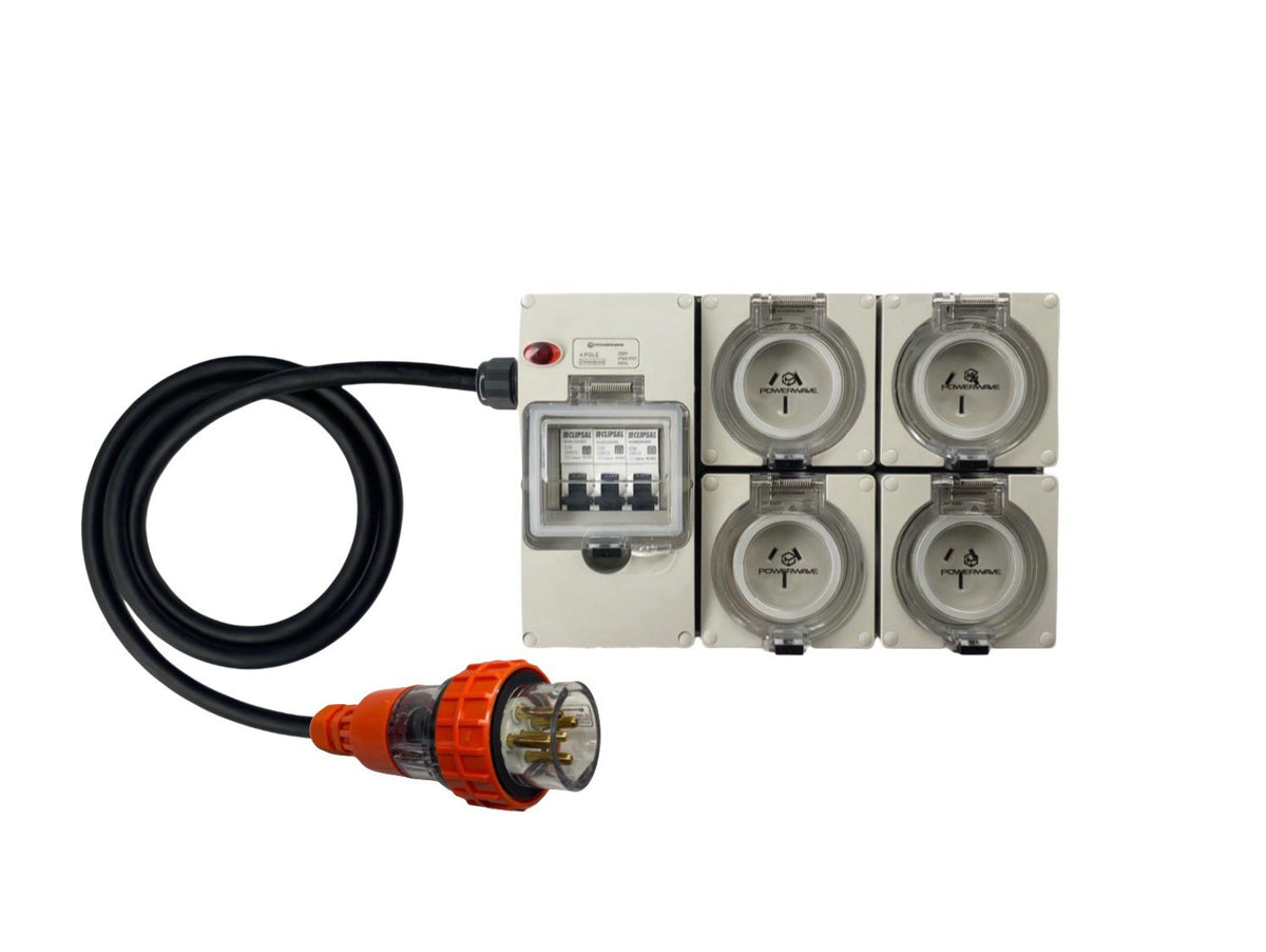 Power Board 20 Amp 5 Pin Three Phase to 4 x 15 Amp 3 pin single Phase ...