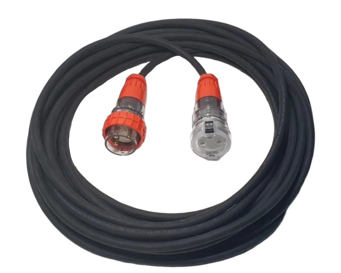 32 Amp 20m Extension Lead, Single Phase, 3 pin, 240V 32A Heavy Duty Ca ...