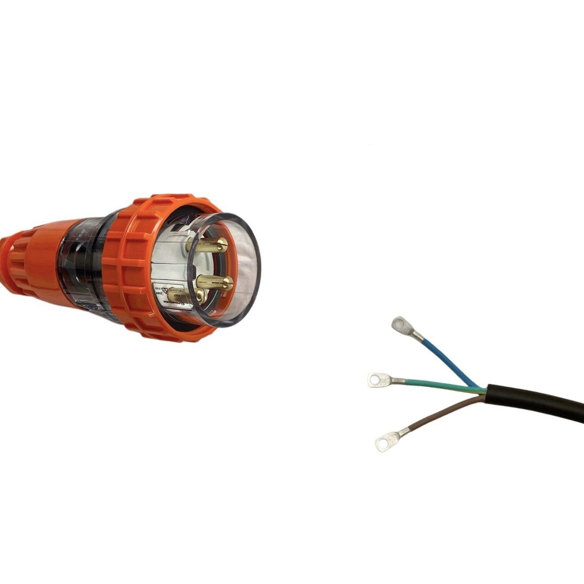 Appliance Lead 32 Amp 3 Pin Round Single Phase Plug with Bootlace Pins ...