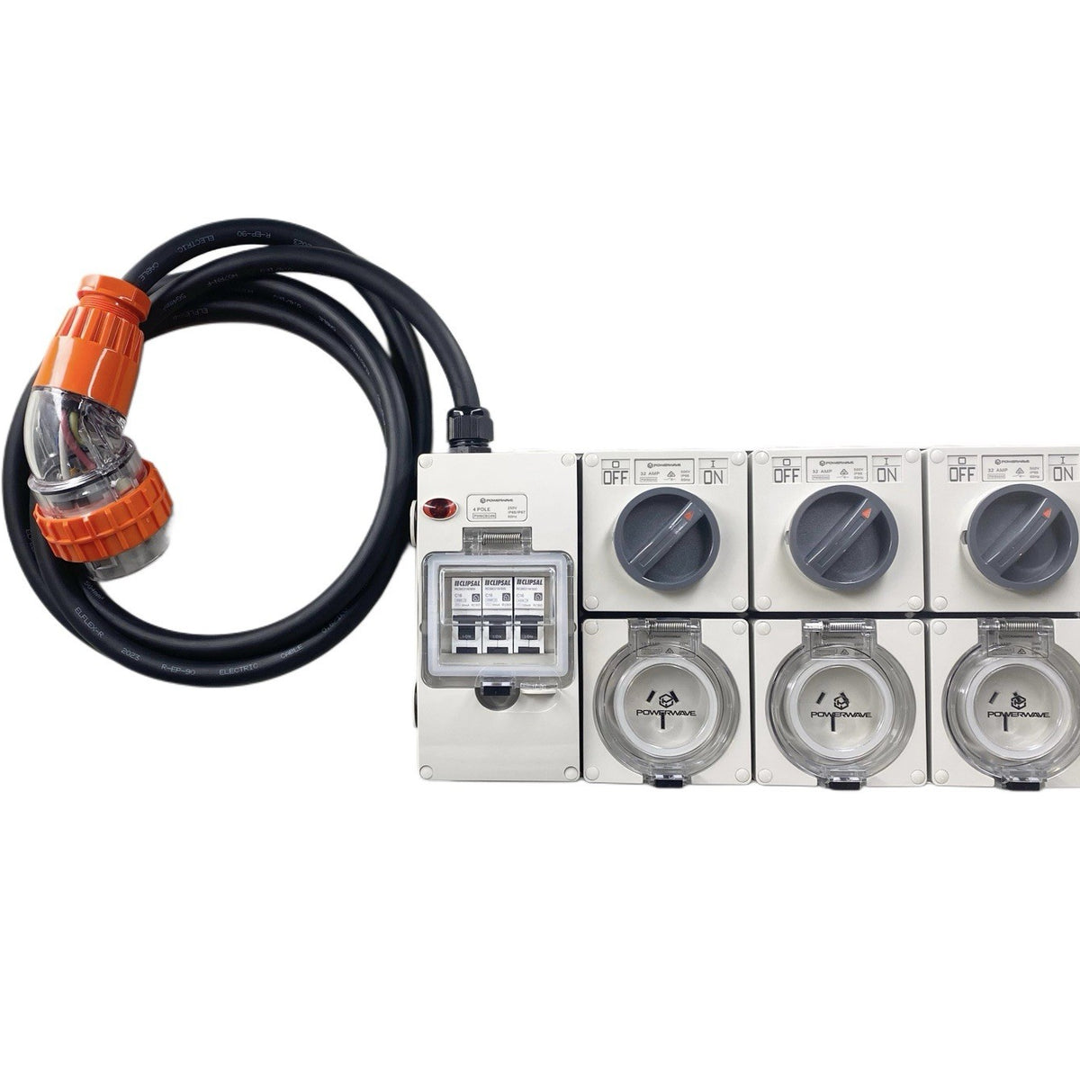 Power Board 5 Pin 20 Amp to 3 x 15 Amp Flat Pin RCBO Protected Outlets ...