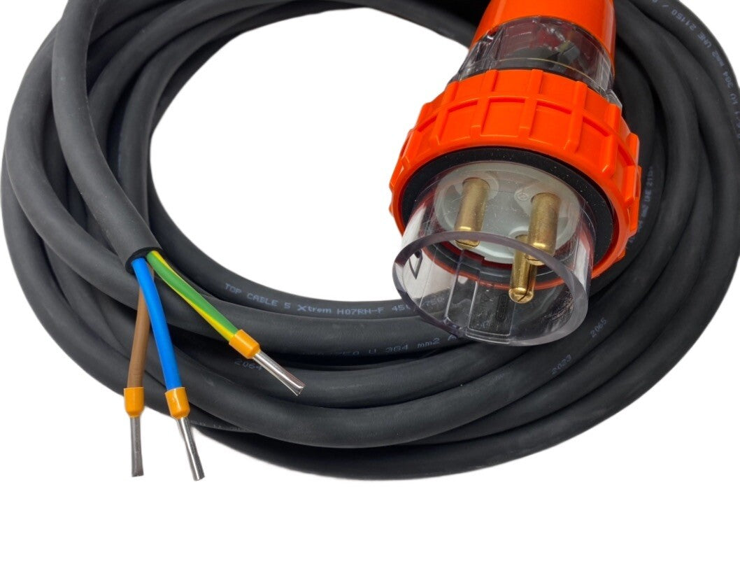 32 Amp 20m appliance Mains Lead, Single Phase, 3 pin, 20mt, Plug and H ...