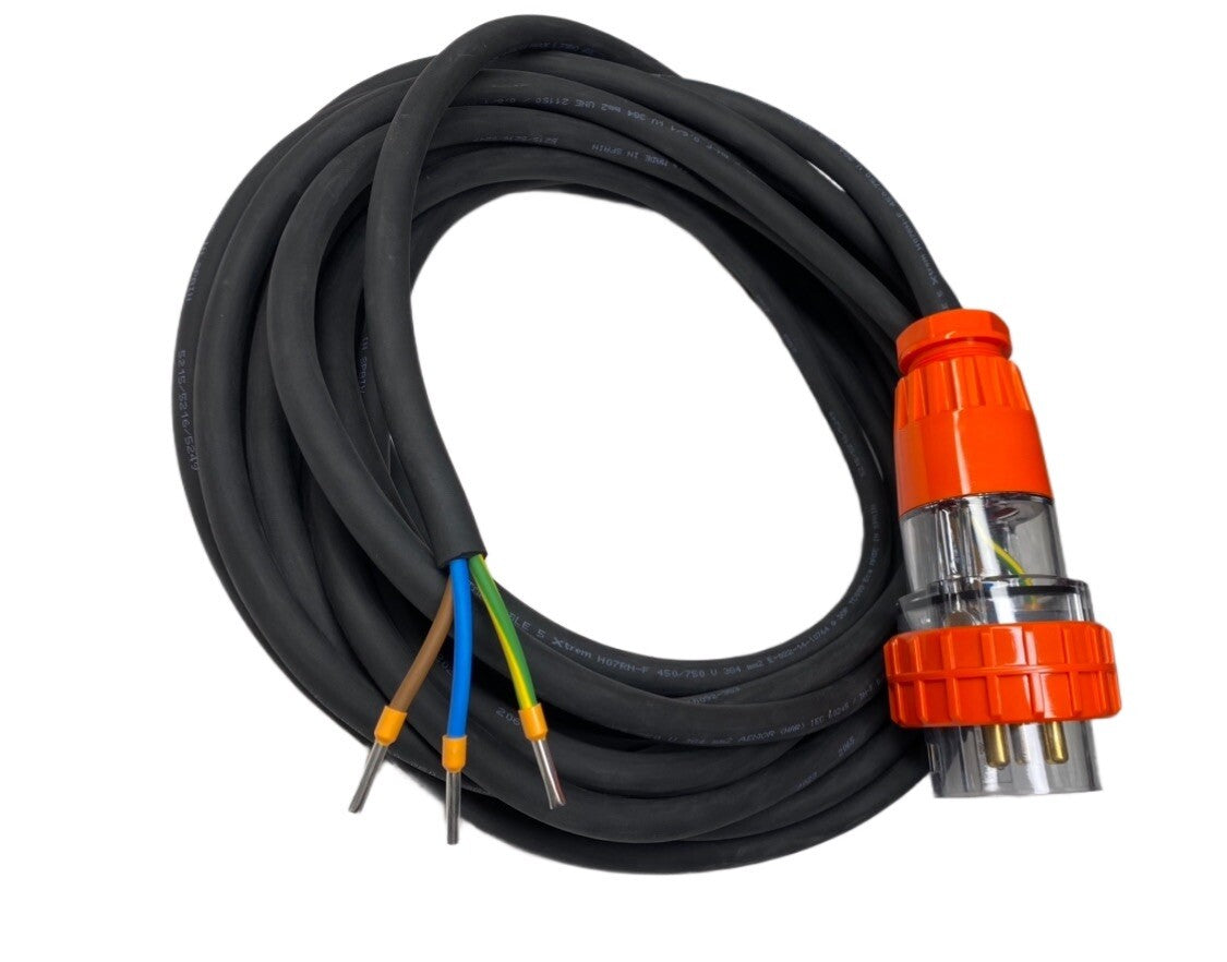 32 Amp 7m appliance Mains Lead, Single Phase, 3 pin, 7mt, Plug and H07 ...