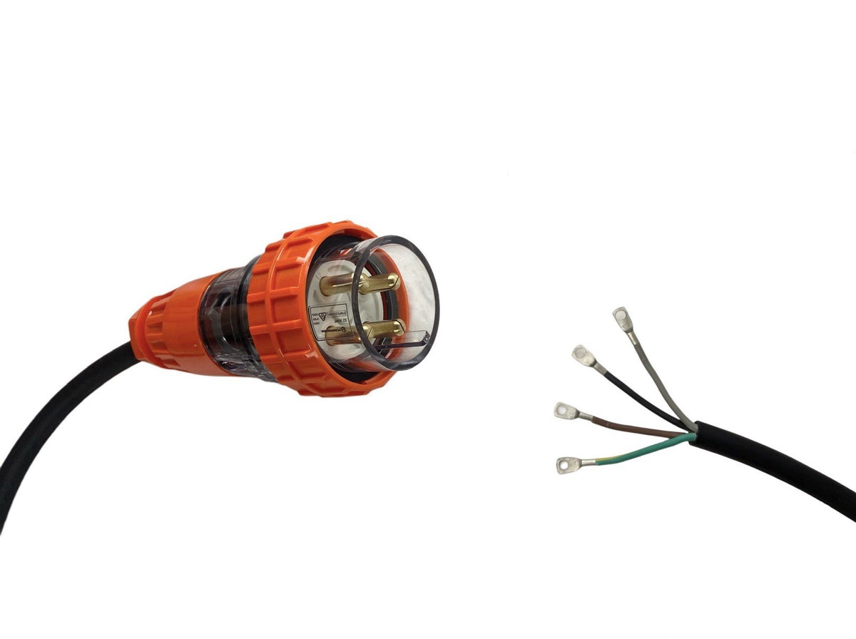 Appliance Lead 32 Amp 4 Pin Round Three Phase Plug with Bootlace Pins ...