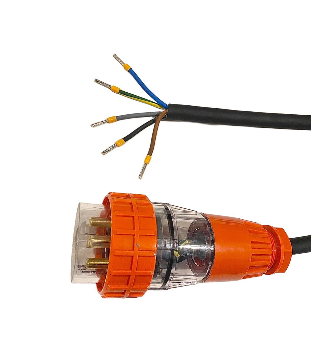 10 Amp 7m appliance Mains Lead, 3 Phase, 5 pin, 415V, 7mt, Plug and H0 ...